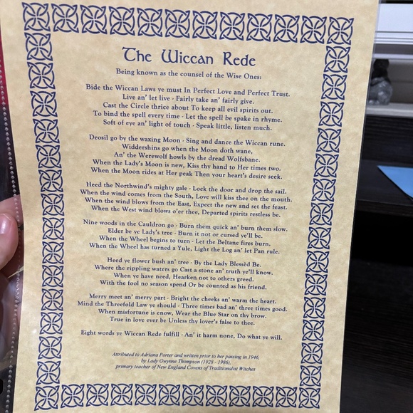 Other | The Wiccan Rede Script | Poshmark